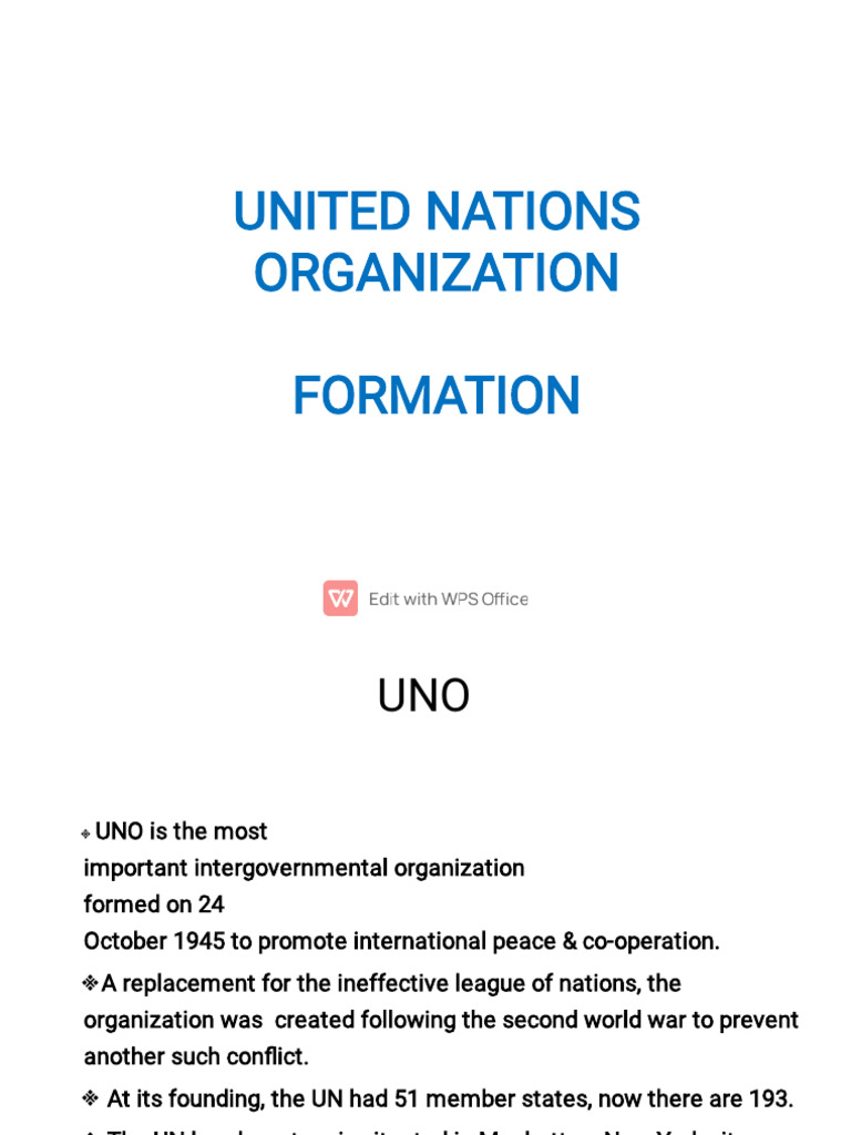 UNO-Formation | PDF | United Nations | International Relations