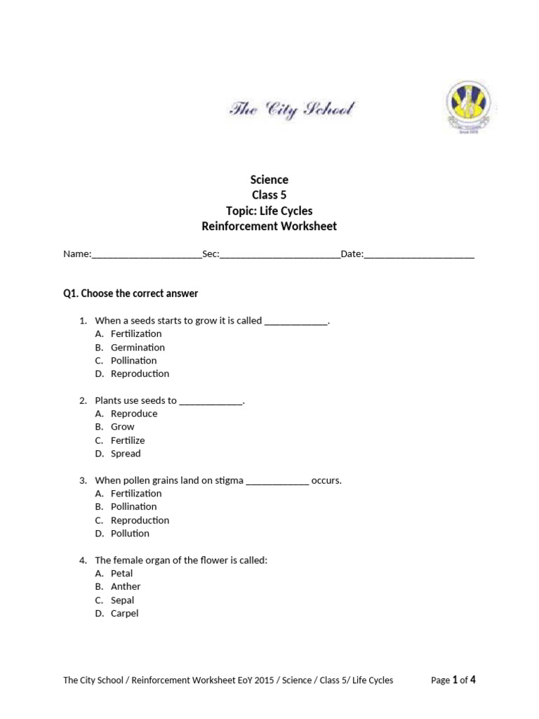 Science Class 5 Life Cycles2 | PDF | Flowers | Pollination