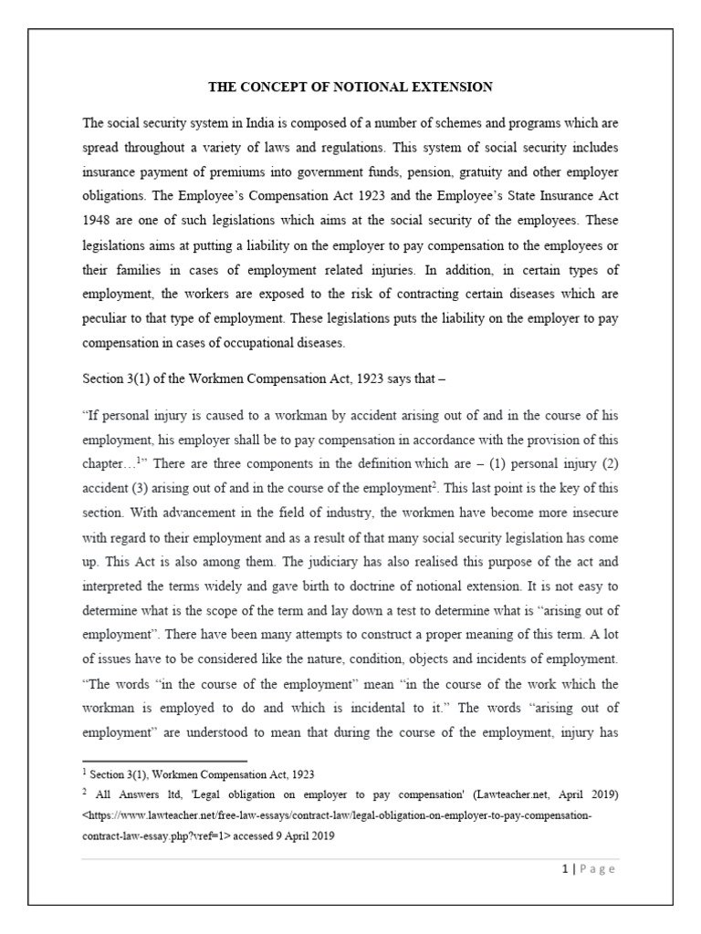 Doctrine of Notional Extension | PDF | Employment | Workers' Compensation