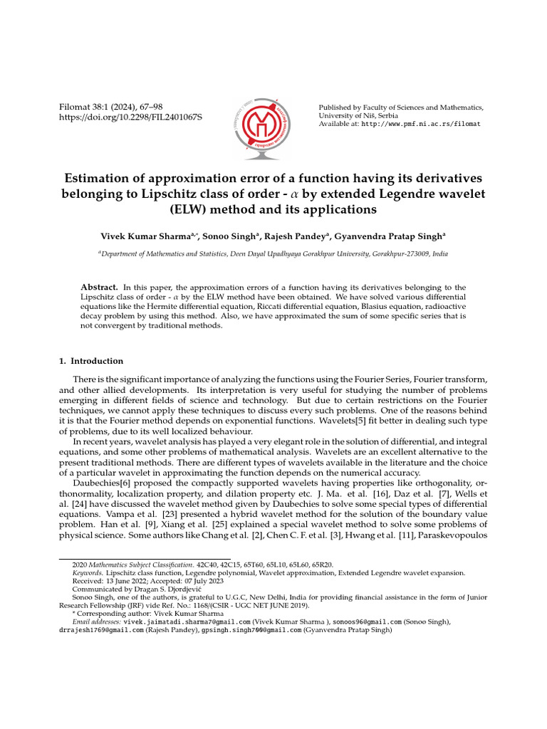 Filomat Galley Proof | PDF | Fourier Transform | Wavelet