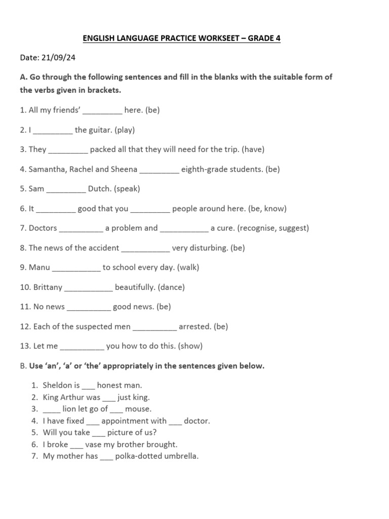 Exam Preparation for Grade 4 English | PDF | Grammar | Language Families