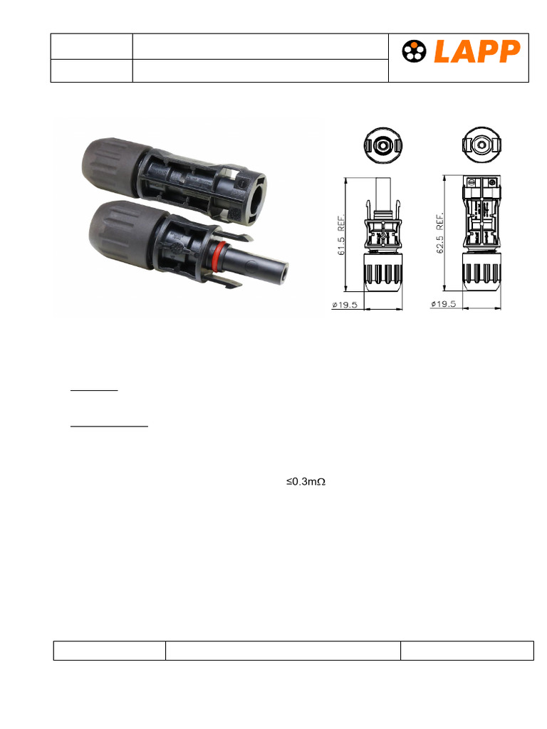 MC4 Field Cable Datasheet | PDF