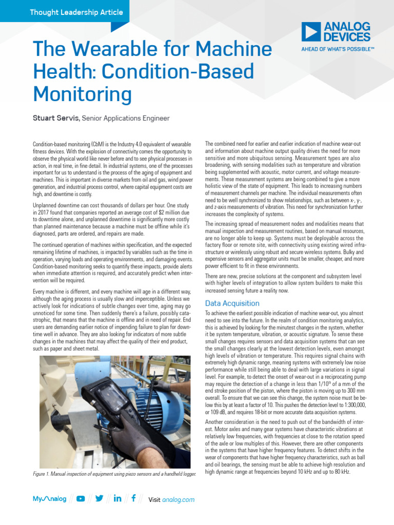The Wearable For Machine Health Condition Based Monitoring | PDF | Analog Devices | Analog To ...