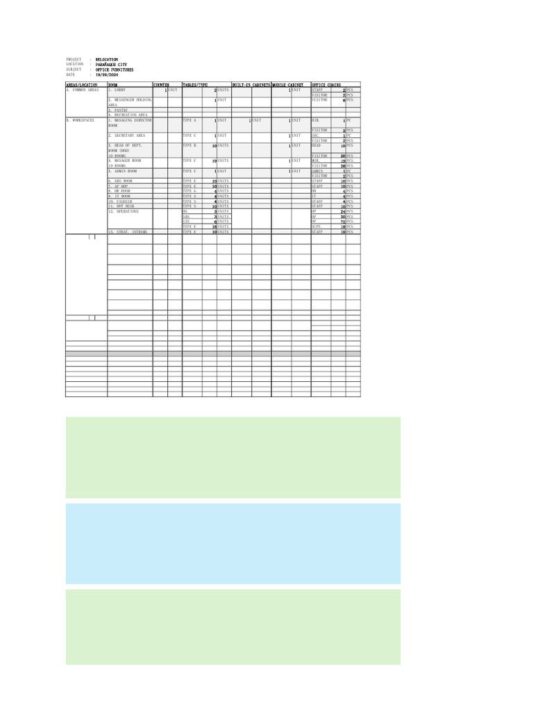 Relocation Furniture Tabulation 01 | PDF | Furniture