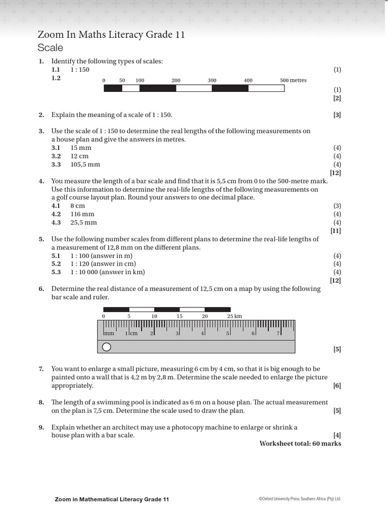 Grade 11 Maths Literacy: Scales & Measurements | PDF | Measurement | Length
