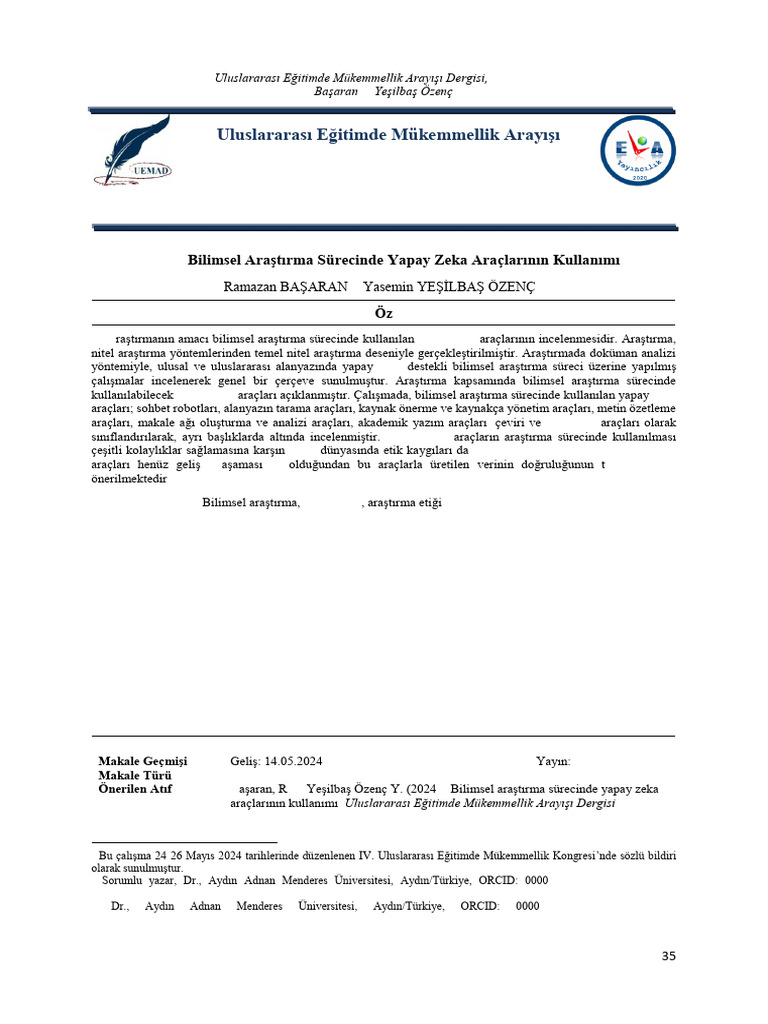 Bilimsel Ara__t__rma S__recinde Yapay Zeka Ara__lar__n__n Kullan__m__[#1484184]-3930841 | PDF