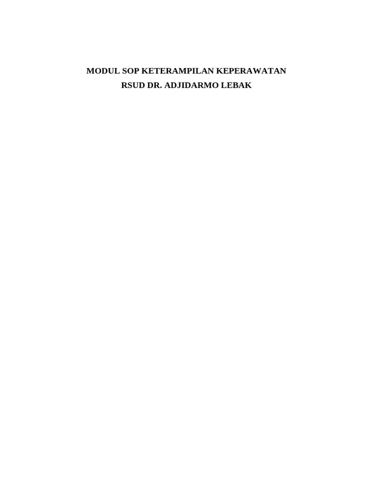 Modul SOP Keperawatan | PDF