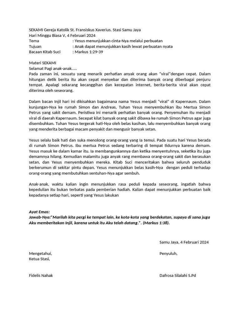 Materi SEKAMI Bulan Februari 2024 | PDF