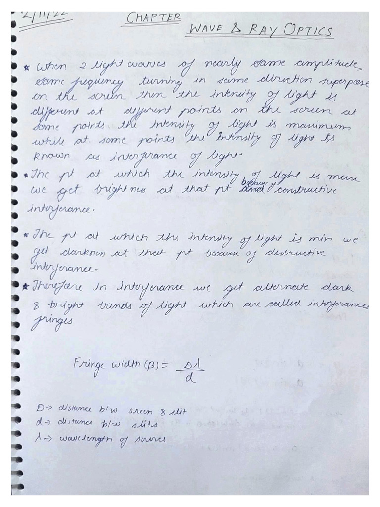 Optics Physics Notes | PDF