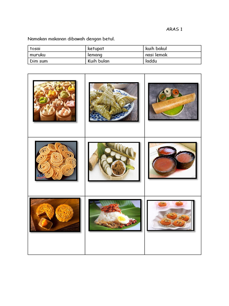 Lembaran Kerja Makanan Tradisional | PDF