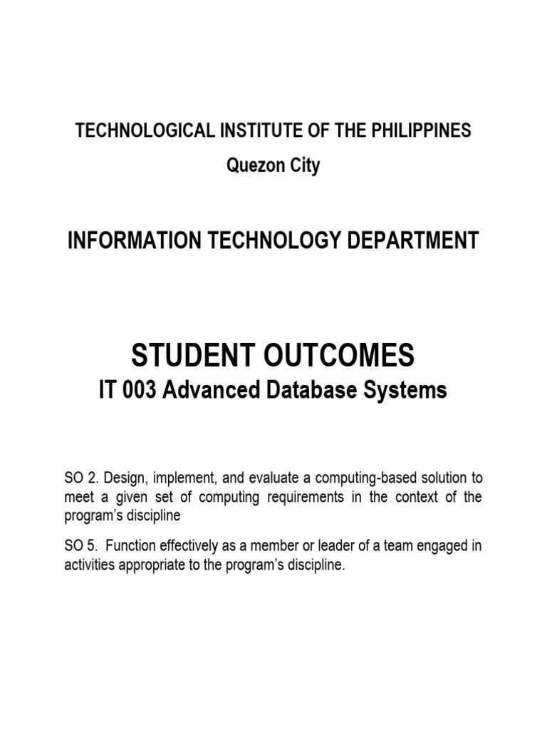IT 003 Advanced Database Systems | PDF | System | Data