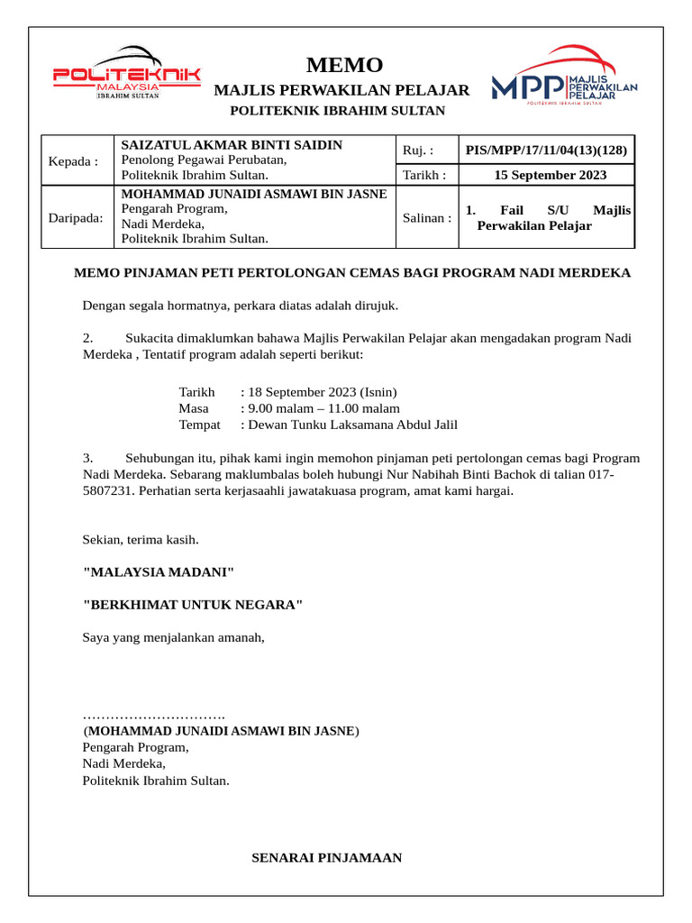 Memo First Aid Merdeka | PDF