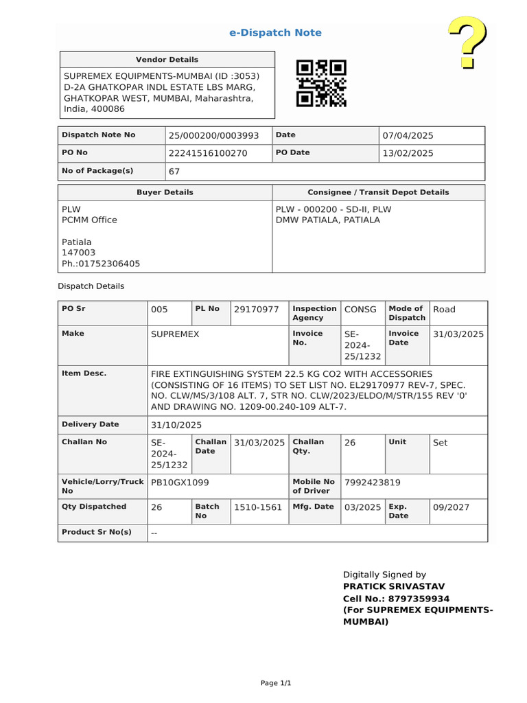 eDispatchNote 3053 824731 | PDF | Transport | Land Transport