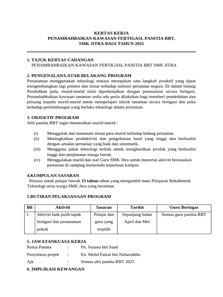 kertas kerja pengurusan ict dan nilam smk jitra 2025 | PDF
