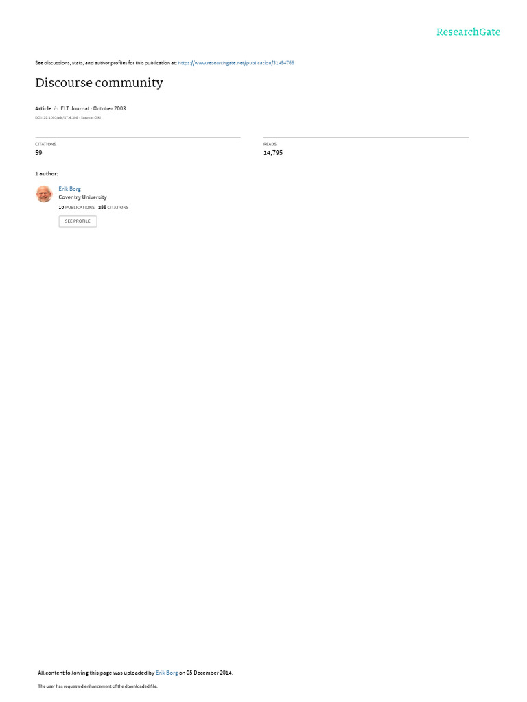 Borg-Discourse Community | PDF | Human Communication | Learning