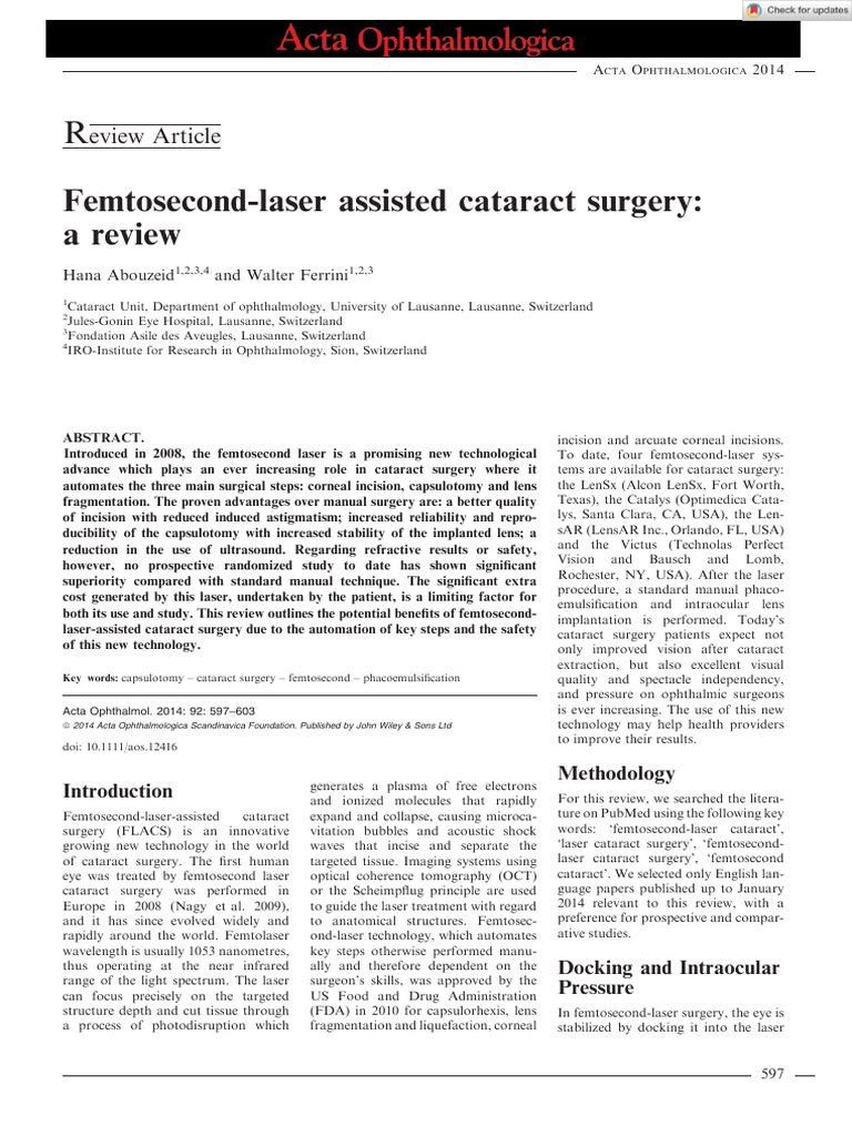 Femtosecond-Laser Assisted Cataract Surgery-A Review-2014 | PDF ...
