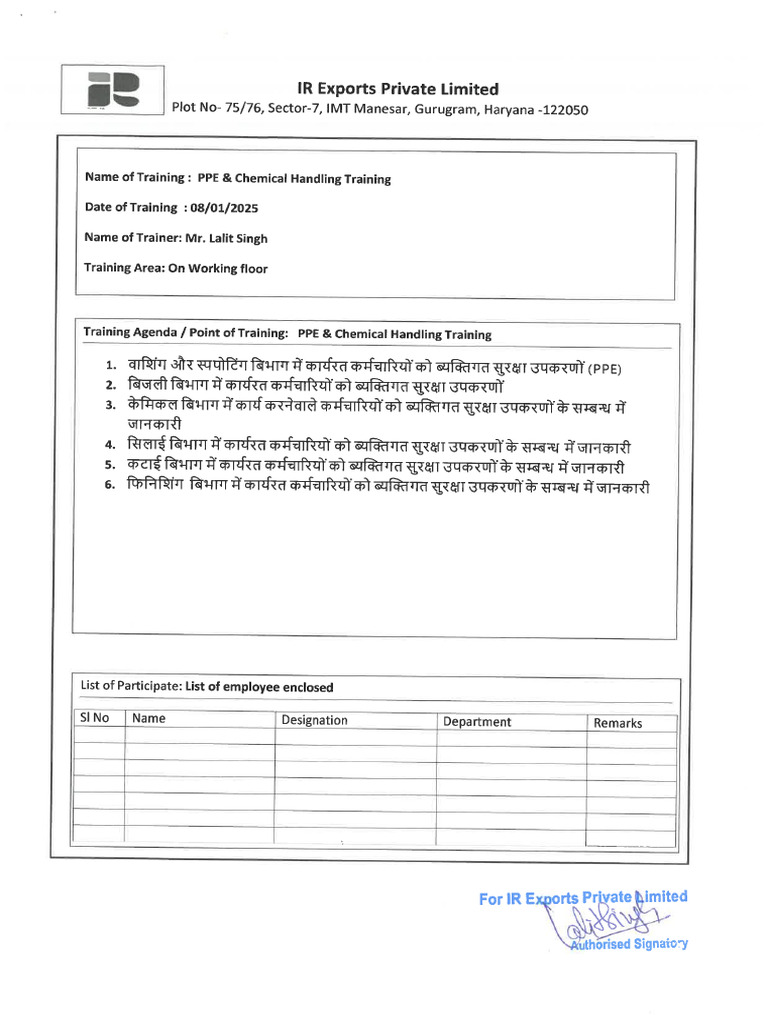 PPE & Chemical Handling Training 75-76 | PDF