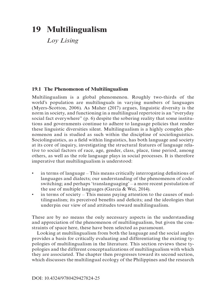 Lising_Loy_Multilingualism-1 | PDF | Multilingualism | Linguistics