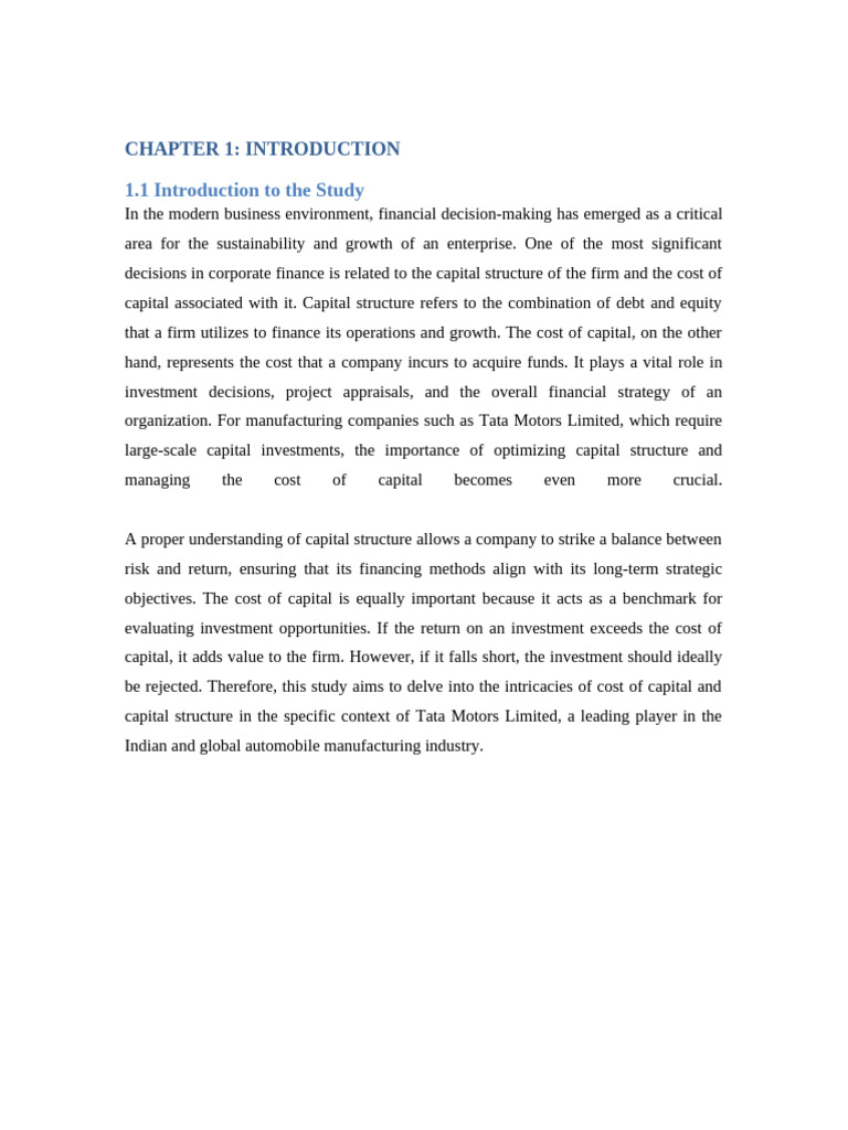 Chapter 1 Tata Motors Introduction | PDF