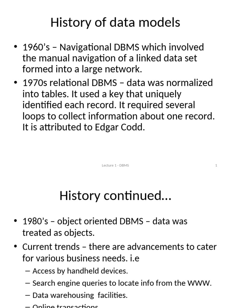 lecture 2 - Database models | PDF | Relational Model | Databases