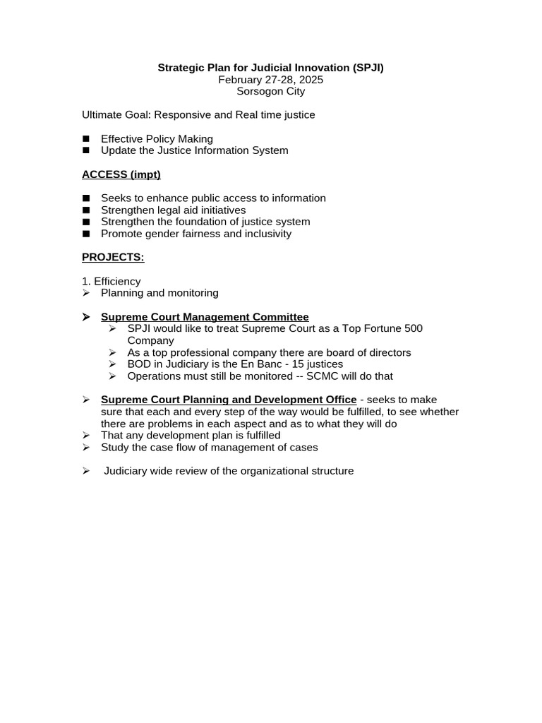 Strategic Plan For Judicial Innovation Notes | PDF