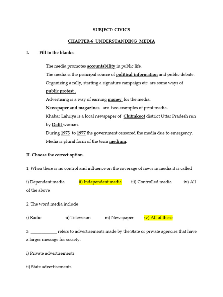 LE SOLUTIONSUnderstanding Media | PDF | Censorship | Newspapers