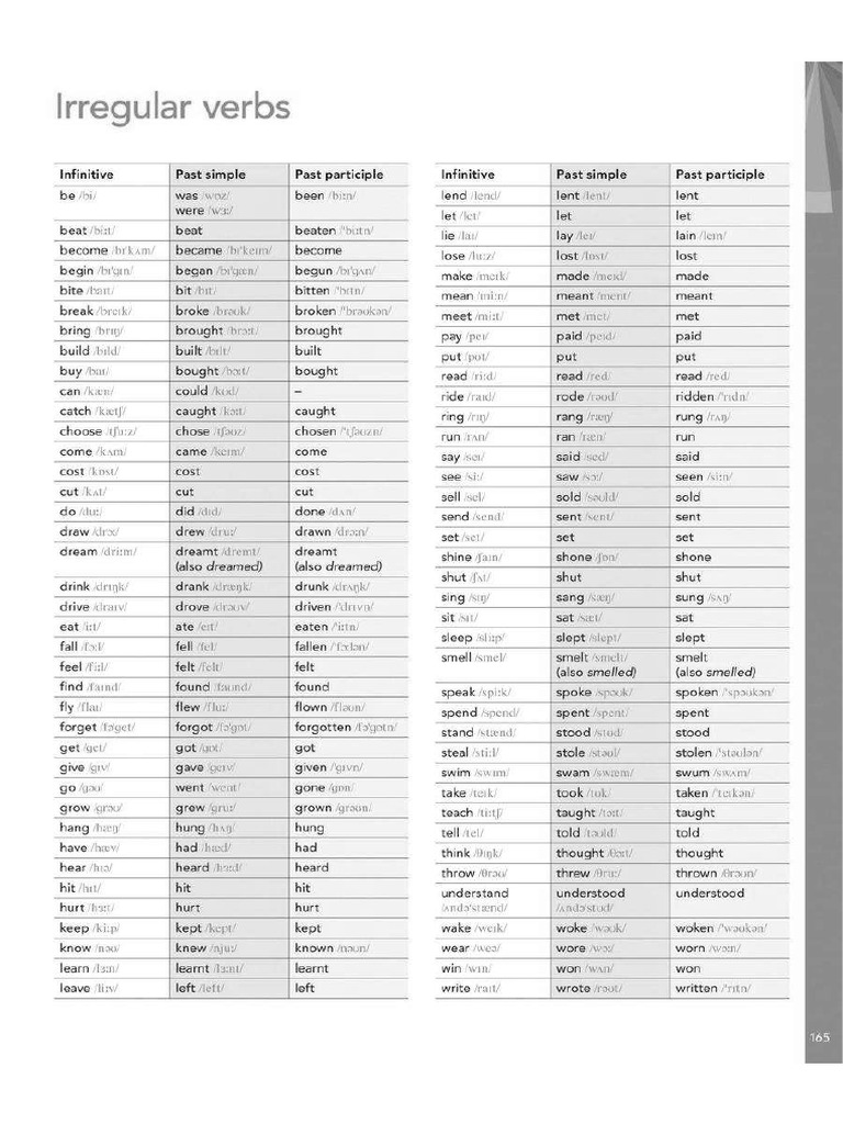 irregular verbs- EF intermediate | PDF