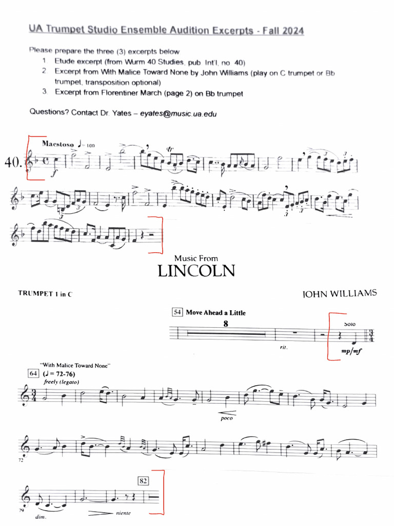 Trumpet Fall 2024 Ensemble Auditions | PDF