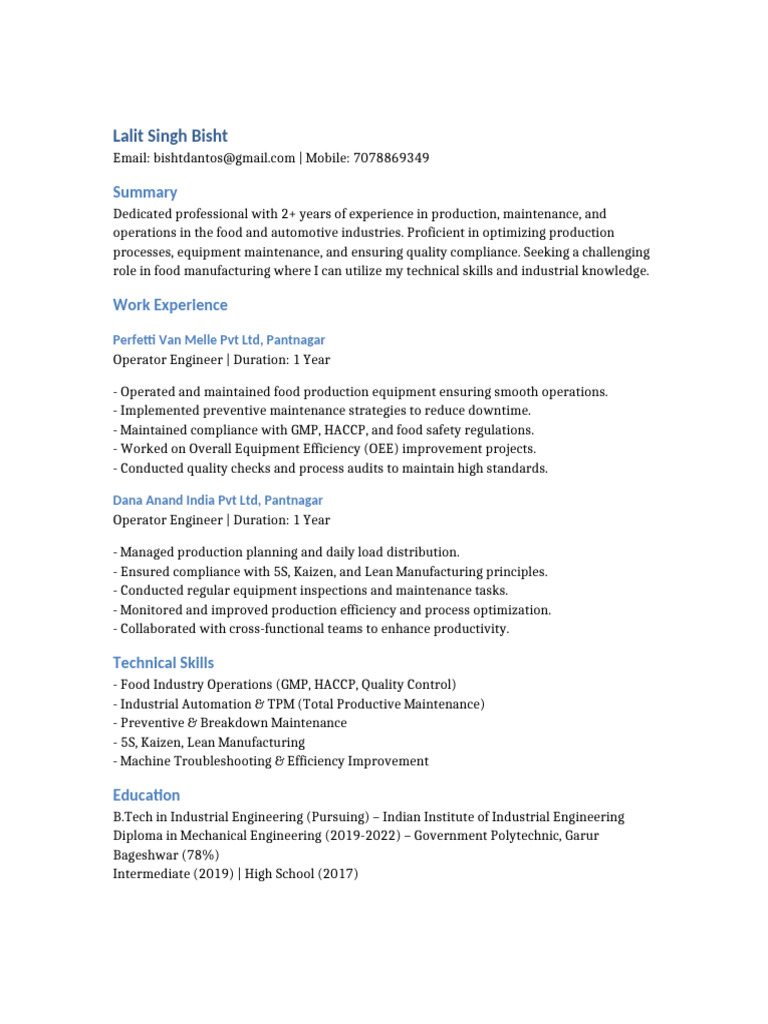 Lalit Singh Bisht Resume | PDF