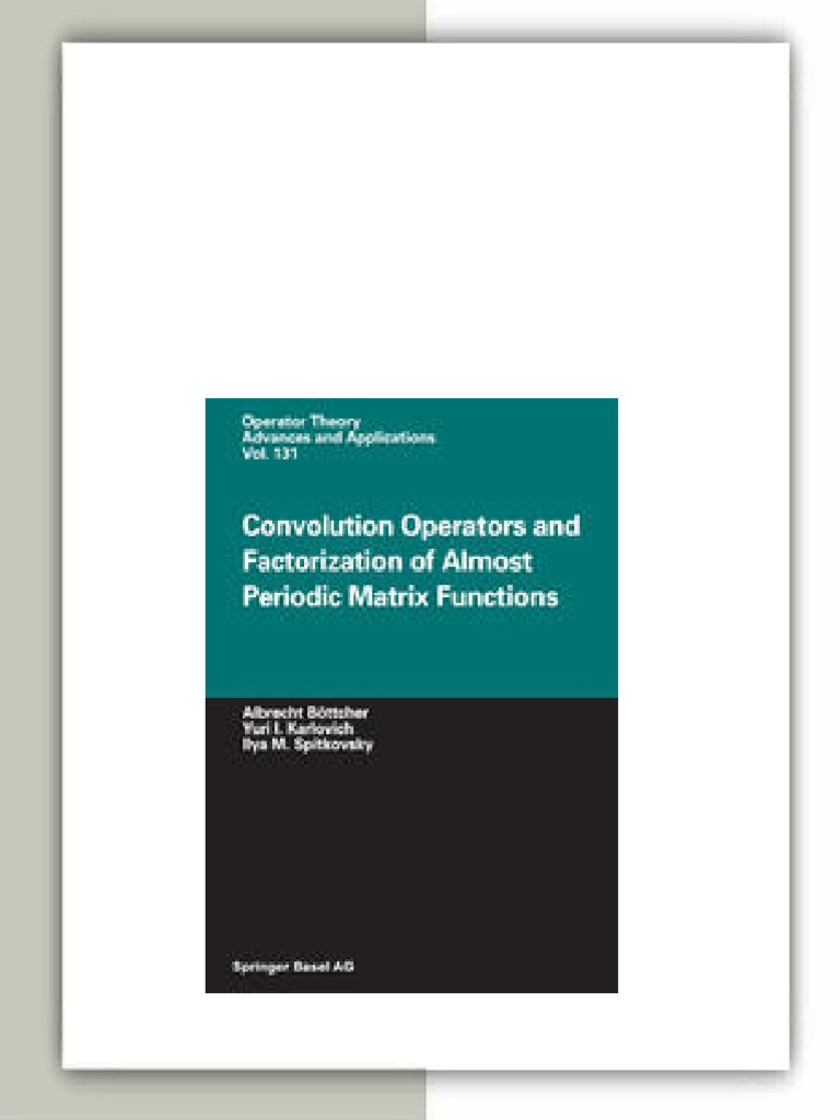 (Ebook) Convolution Operators and Factorization of Almost Periodic Matrix Functions by Albrecht ...