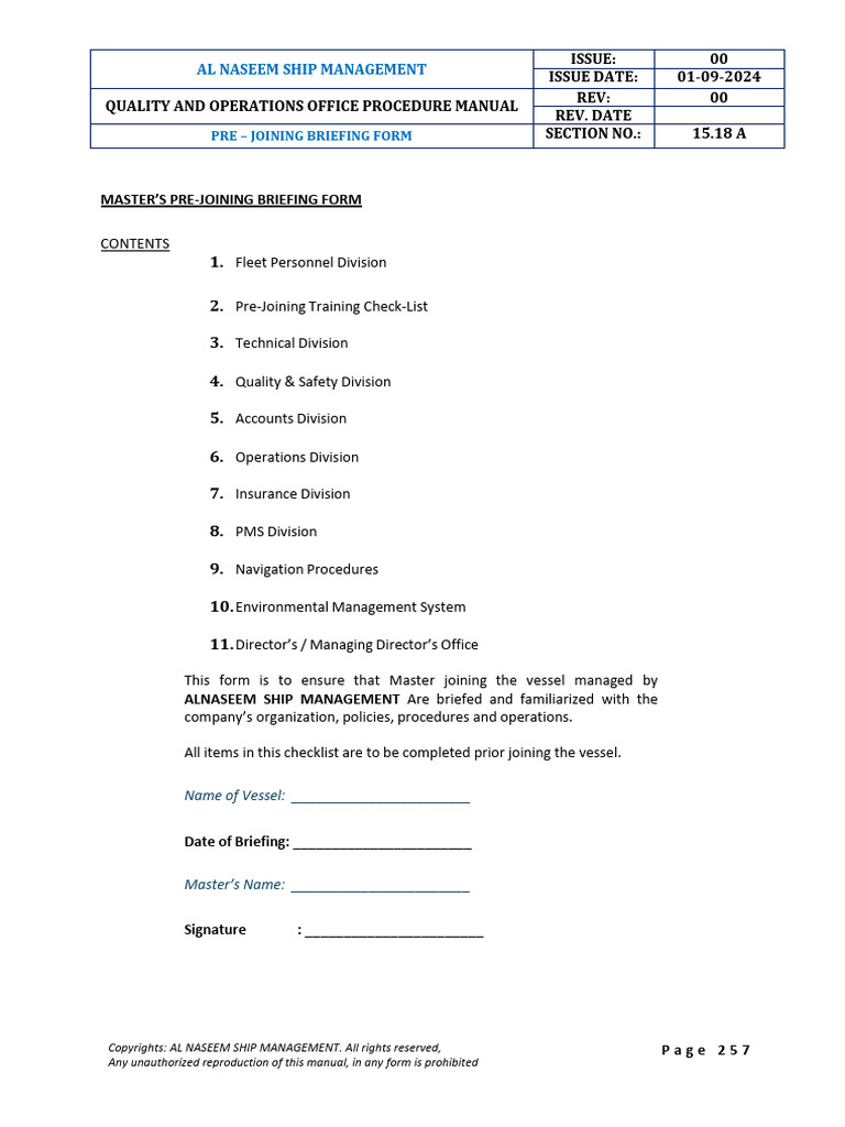 15.18a Pre-Joining Briefing Form-Master | PDF