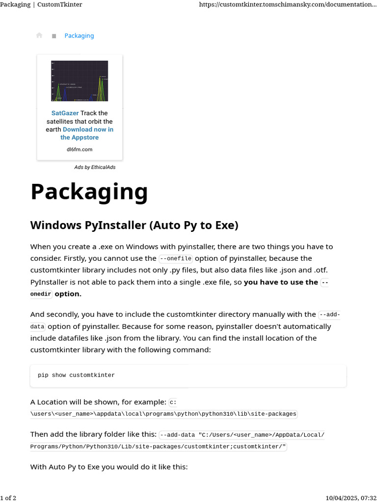 Packaging _ CustomTkinter | PDF