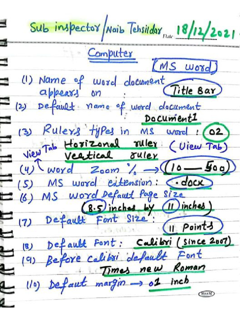 Ms Word Handout | PDF