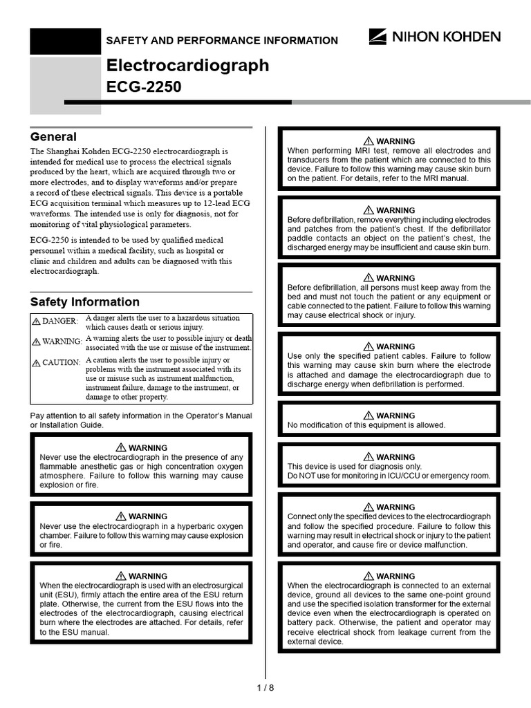 ECG-2250 Safety and Usage Guidelines | PDF | Ac Power Plugs And Sockets ...