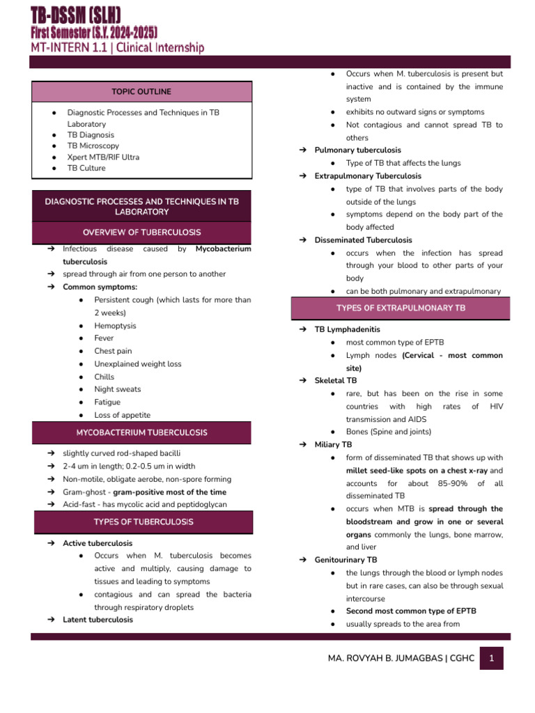 TB Diagnostic Techniques Overview | PDF | Tuberculosis | Staining