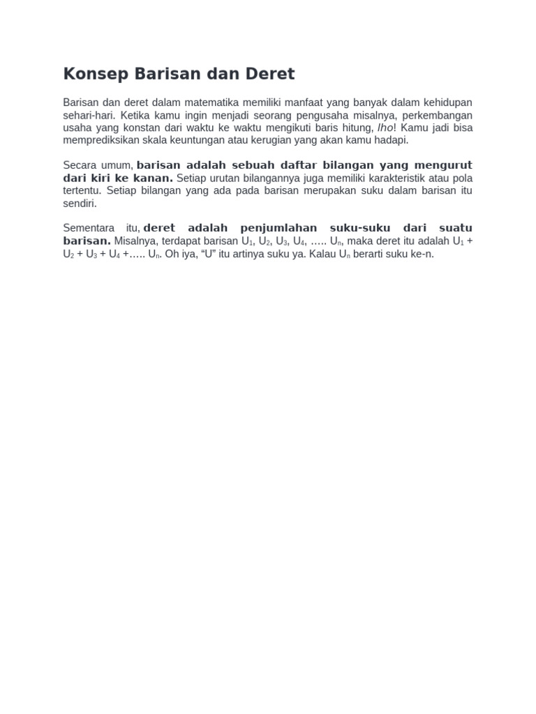Konsep Barisan Dan Deret 1 | PDF