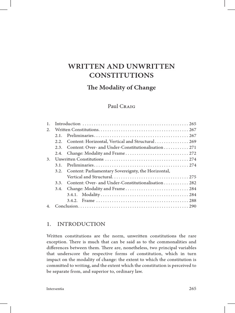 Written vs Unwritten Constitutions | PDF | Constitution | Constitution ...