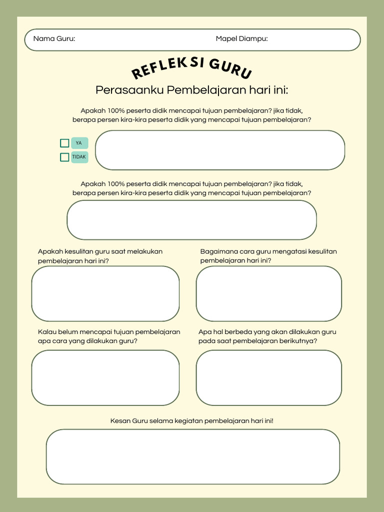 Lembar Refleksi Guru | PDF