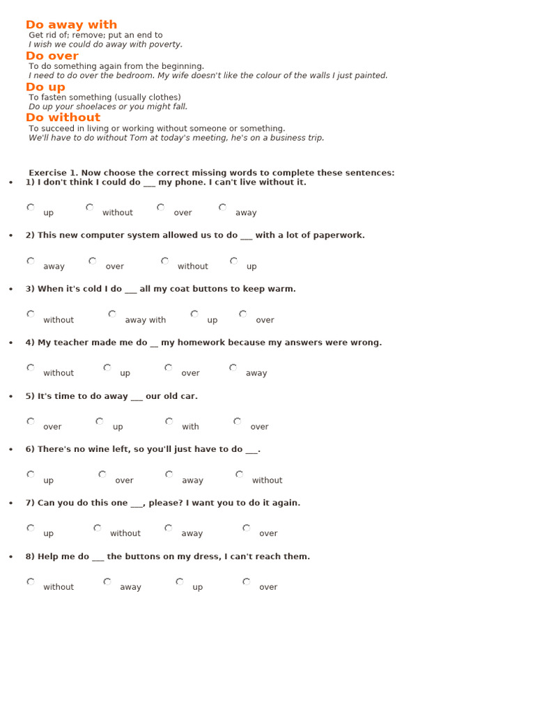 Phrasal Verb To Do | PDF