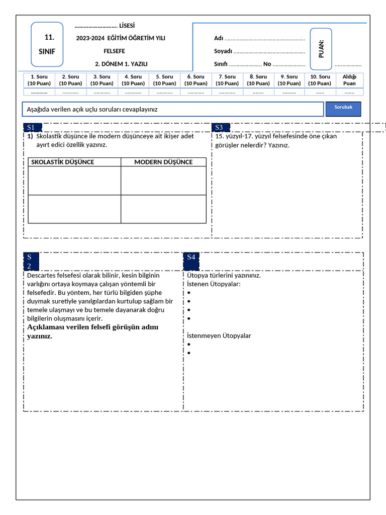 11 Sinif Felsefe Sorubak Com 2d1y PT TLF 121286611825552 | PDF