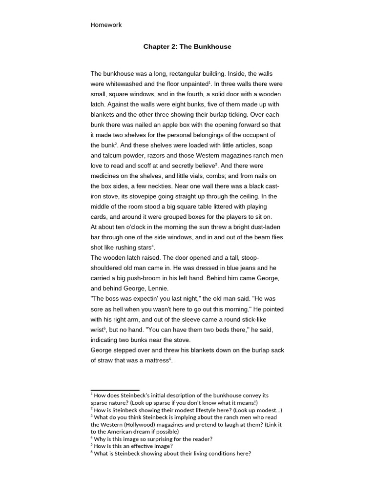 Lesson 5 - The Bunkhouse Analysis | PDF