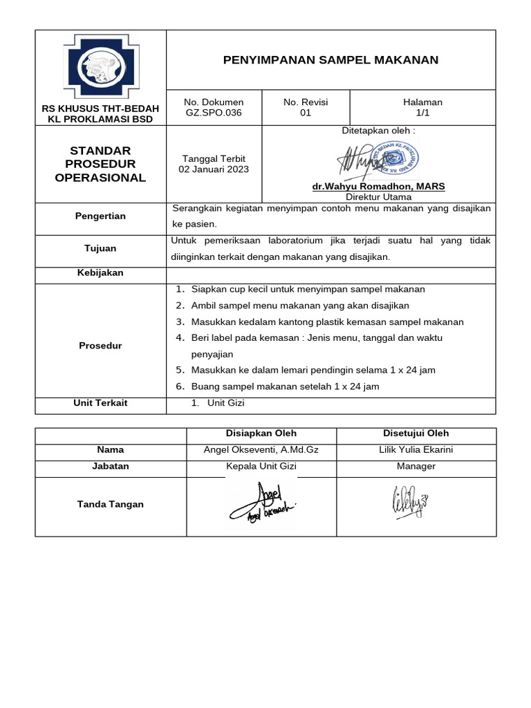 Penyimpanan Sampel Makanan | PDF