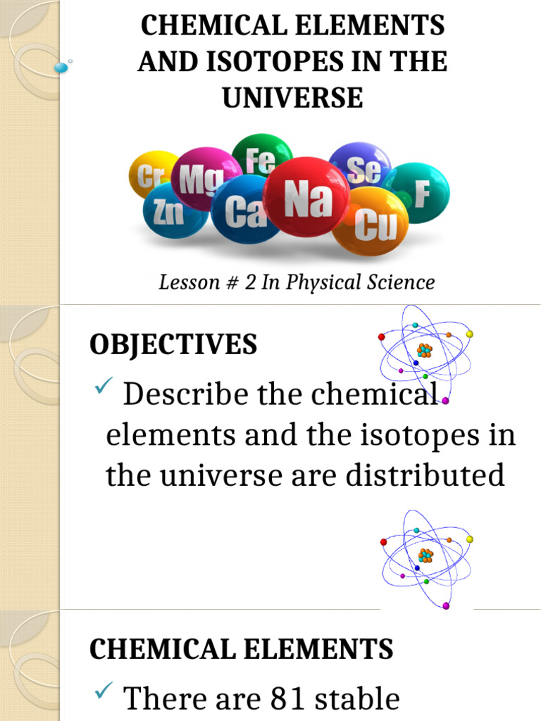 Lesson # 2 Chemical Elements and Isotopes in The Universe | PDF