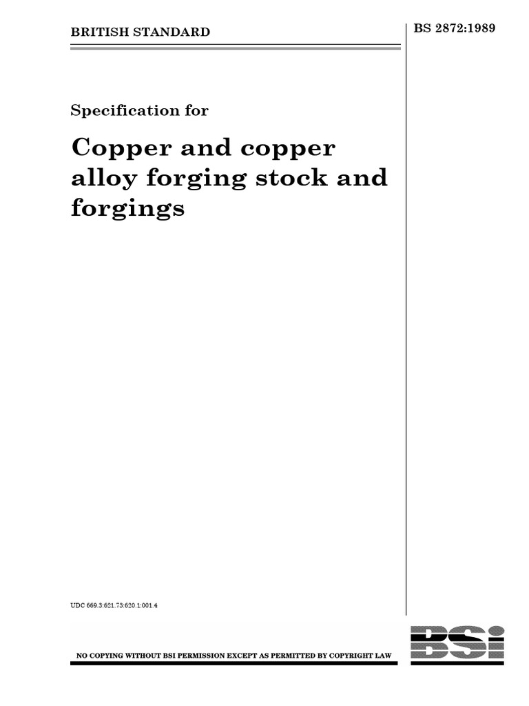BS 2872:1989 Copper Forging Standards | PDF | Forging | Copper