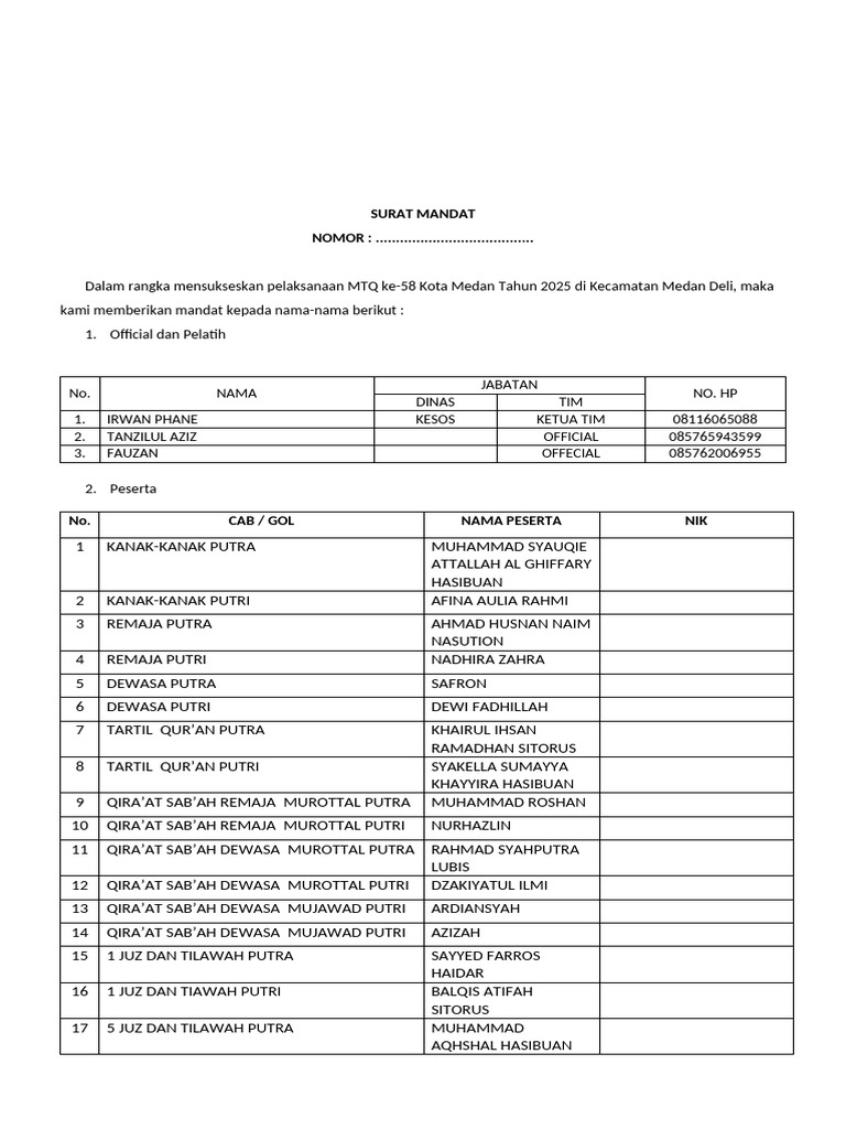 Surat Mandat MDN Selayang | PDF