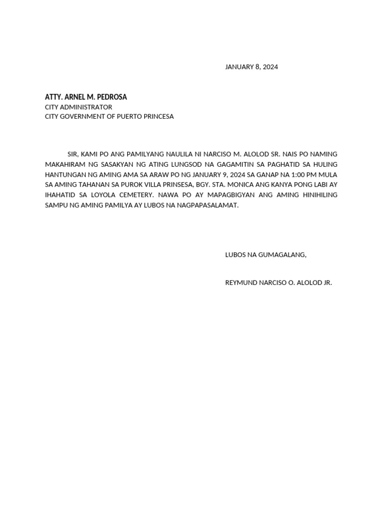 Alolod Letter Jan 8 | PDF