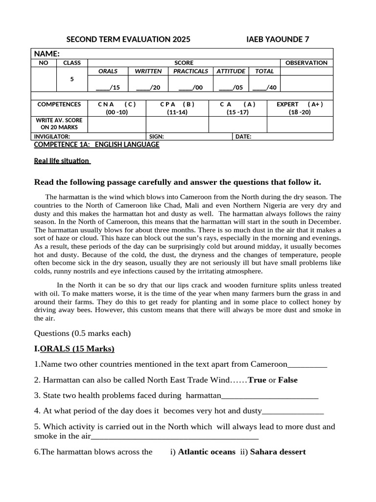 2025 Class 5 Second Term | PDF | Water