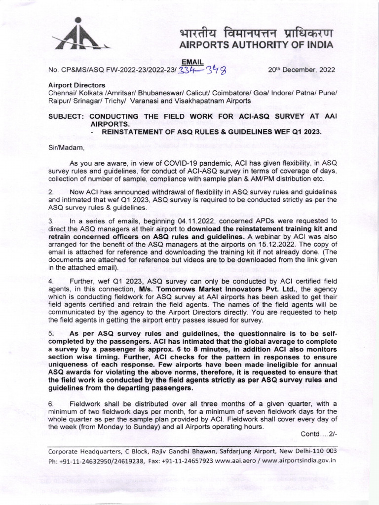 Conduction of ASQ CSI Survey | PDF | Aviation