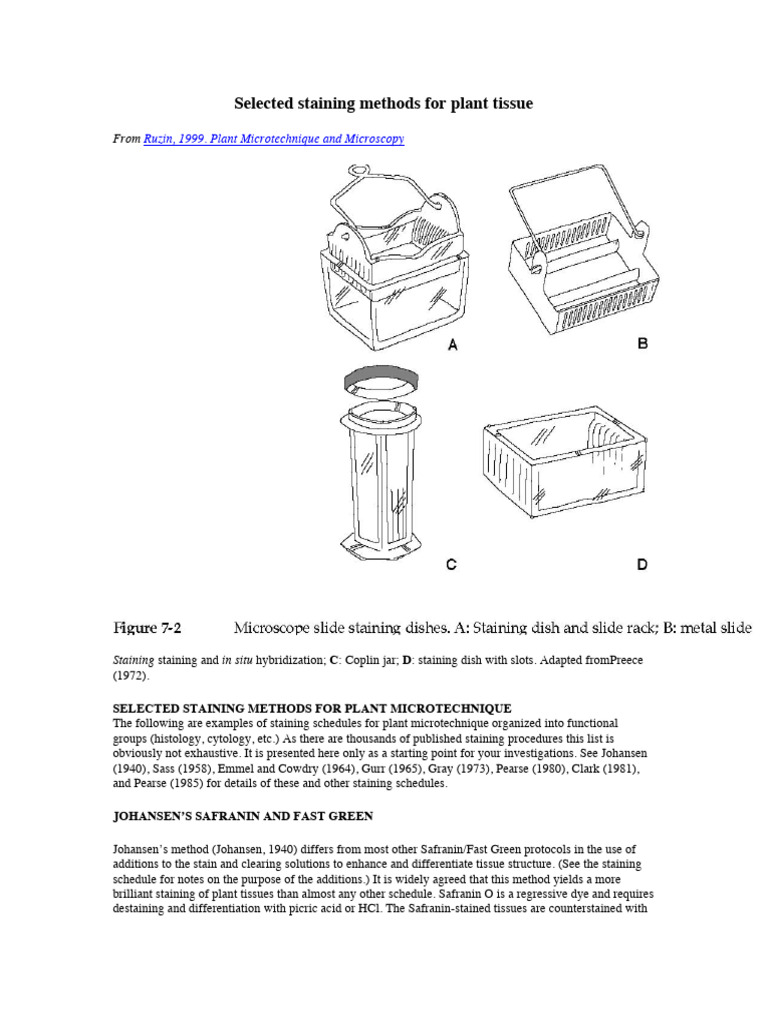 Safranin and Fast Green Staining Methods | PDF | Staining | Laboratory ...