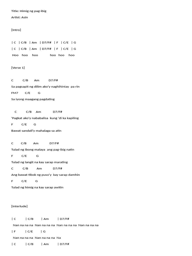 Himig NG Pag Ibig Chords & Lyrics | PDF
